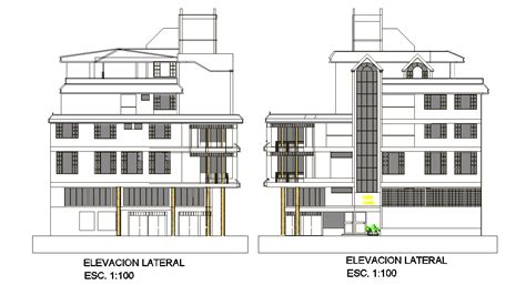 Lateral Elevation Of Duplex House Is Given In The Form Of 2d Autocad Dwg Drawing File Download