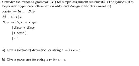 answered consider the following grammar g1 for… bartleby