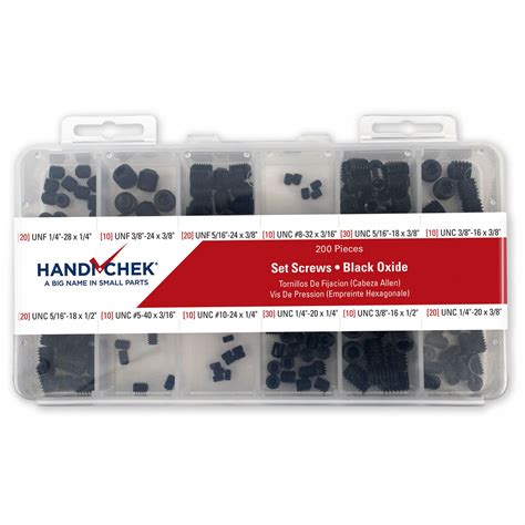 Itw Bee Leitzke Socket Set Screw Assortment Inch Steel 200 Pieces