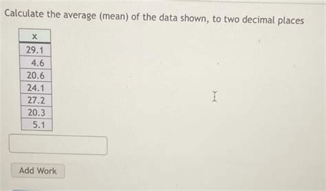 Solved Calculate The Average Mean Of The Data Shown To Chegg Com