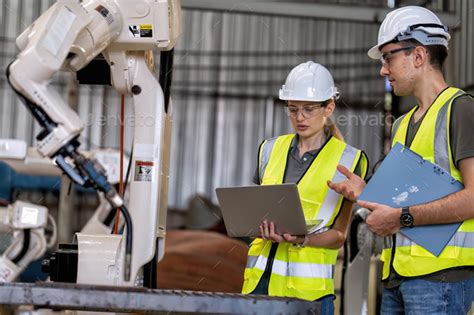 In Robotic Training Instructor Teach Girl Engineer To Program Robot Arm