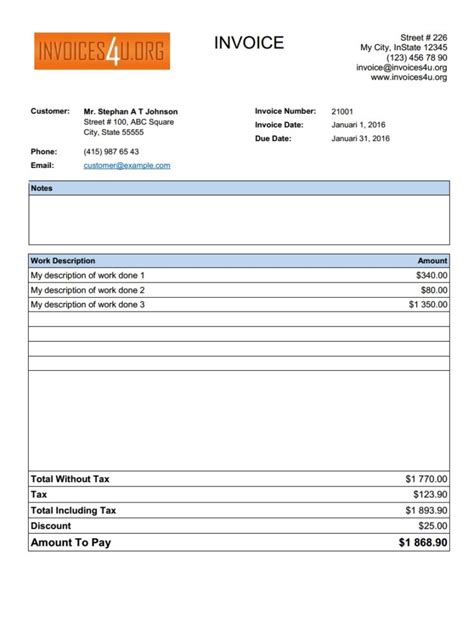 Invoice Template Open Office 1 Db Excel Com