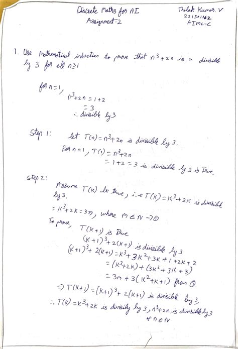 Discrete Math Assignment Discrete Maths For Ai Thilak Kumar Use Mathematical
