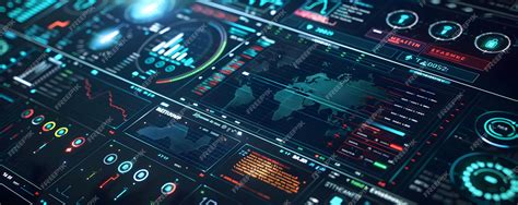 Futuristic Interface Display With World Map And Data Visualizations Premium Ai Generated Image