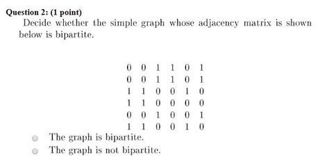 Solved Question 2 1 Point Decide Whether The Simple Graph