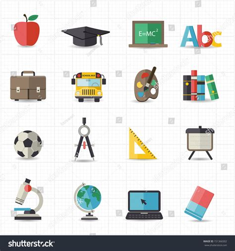Education Back School Icons Stock Vector Royalty Free 151366502 Shutterstock