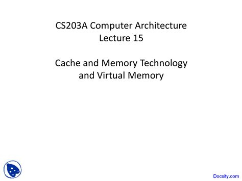 Memory Technology Intro To Computer Architecture Lecture Slides