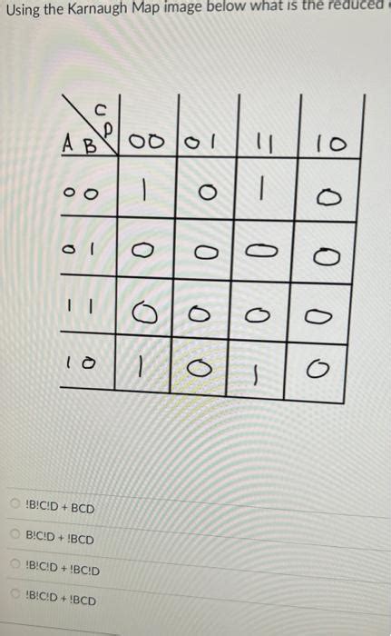 solved using the karnaugh map image below what is the