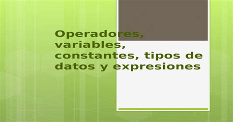 Operadores Variables Constantes Tipos De Datos Y Expresiones [ppt Powerpoint]