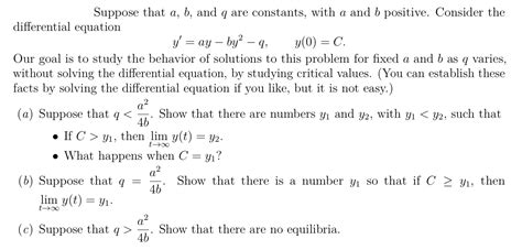 Solved Suppose That A B And Q Are Constants With A And B Chegg Com