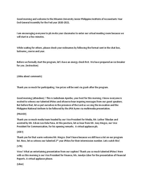 Assembly Script Pdf