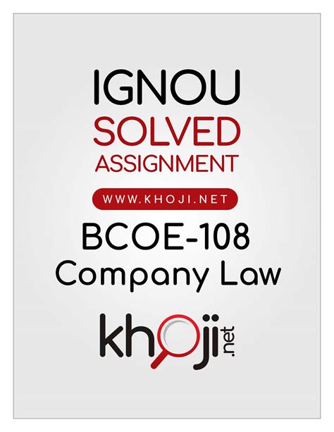 Bcoe 108 Solved Assignment 2019 2020 English Medium Company Law Khojinet Ignou Solved