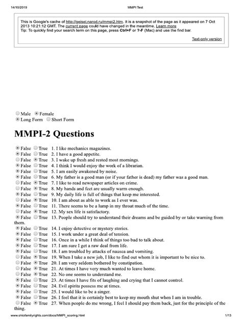 Mmpi Test Pdf