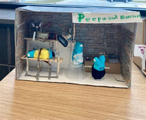 ‘harry Peeper And ‘peepensteins Monster On Display At West Michigan Library Peep Diorama