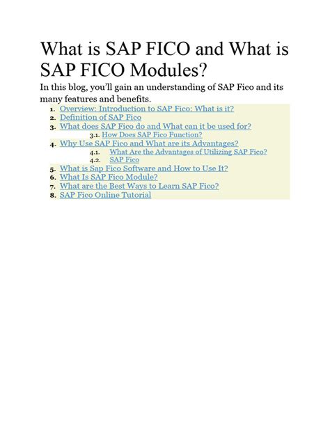 What Is Sap Fico And What Is Sap Fico Modules Pdf