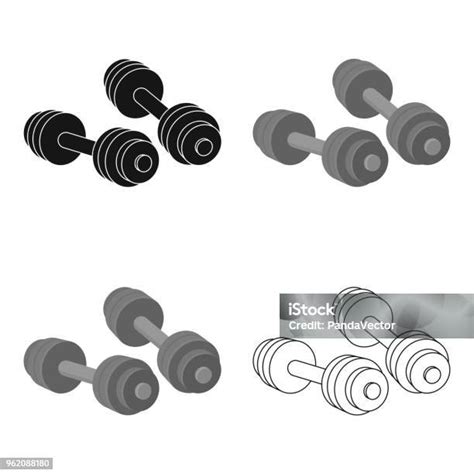 흰색 배경에 고립 된 만화 스타일에 아령 아이콘 권투 기호 스톡 벡터 웹 일러스트입니다 권투 스포츠에 대한 스톡 벡터 아트 및