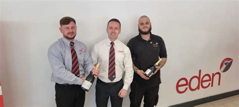 Jack Aggett Sales Executive And Kyle Grant Technician Receiving Their Eden Extra Mile Award