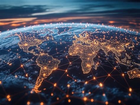 Interconnected Continents In Global Economic Network Concept Premium Ai Generated Image
