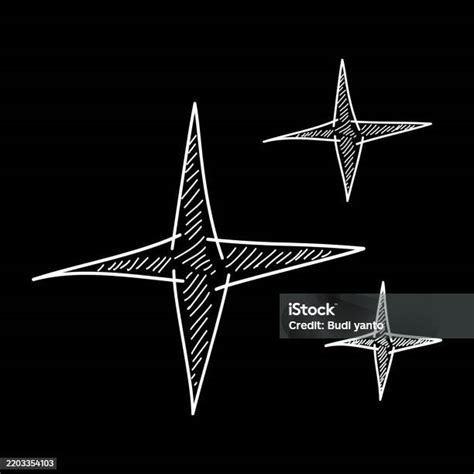 낙서 반짝임 별 반짝이는 별 빛나는 아이콘 깨끗한 별 아이콘 검은 배경에 고립되어 있습니다 벡터 일러스트 레이 션 Starburst Bush에 대한 스톡 벡터 아트 및 기타
