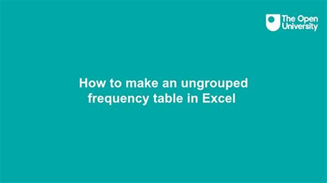 Data Analysis Visualisations In Excel 222 Ungrouped Frequency