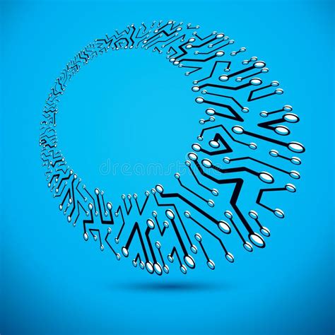 Technology Communication Round C`element Vector Abstract Illustration Of Circuit Board Stock