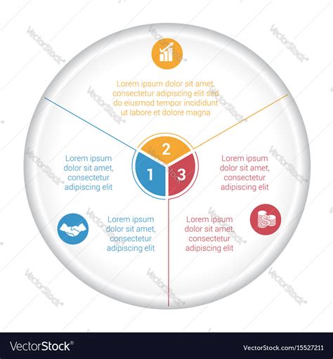 Pie Chart Diagram Data 3 Options For Text Area Vector Image