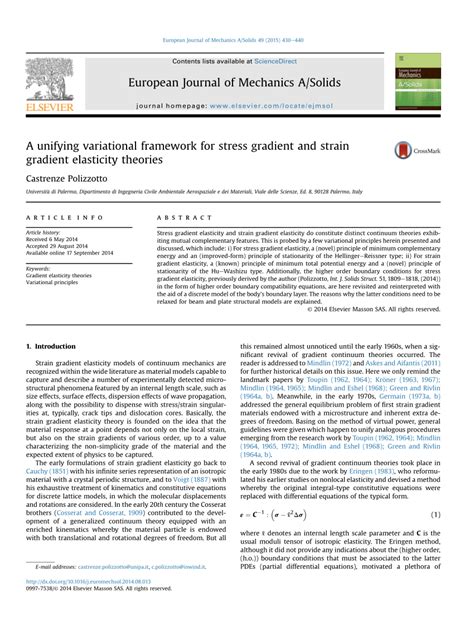 Pdf A Unifying Variational Framework For Stress Gradient And Strain