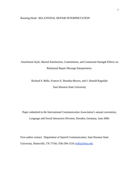 Pdf Attachment Style Marital Satisfaction Commitment And Communal