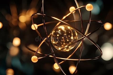 Electrons Orbiting Around Nucleus In Atom Structure Model Stock Image