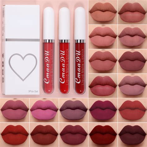 3pcs Set Matte Lipstick Set Long Lasting Waterproof Velvet Lip Lipgloss