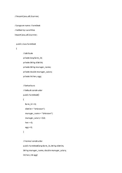 Assignment 1 Csc435 Import Javautil Program Name Farmbest