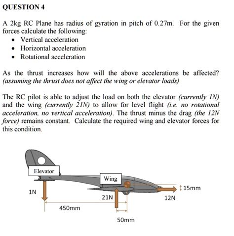 solved question 4 a 2kg rc plane has a radius of gyration in pitch of 0 27m for the given