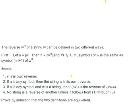 Solved The Reverse Wr Of A String W Can Be Defined In Two