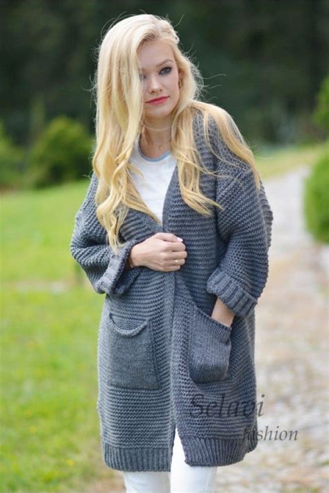 свитер-кардиган удлиненный. серо-синего цвета. | Fashion, Sweaters ...