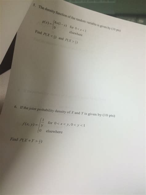 Solved The Density Function Of The Random Variable Is Given Chegg