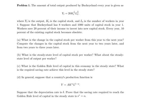 solved problem 1 the amount of total output produced by