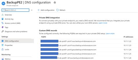 針對 Azure 備份建立和使用私人端點 Azure Backup Microsoft Learn