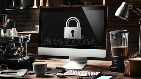 computer security a locked screen stock image image of digital