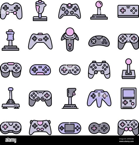 Joystick Icons Set Outline Set Of Joystick Vector Icons For Web Design Isolated On White