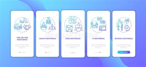 Types Of Coaching Onboarding Mobile App Page Screen With Concepts Stock Vector Illustration Of
