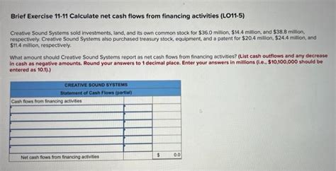 solved brief exercise 11 11 calculate net cash flows from