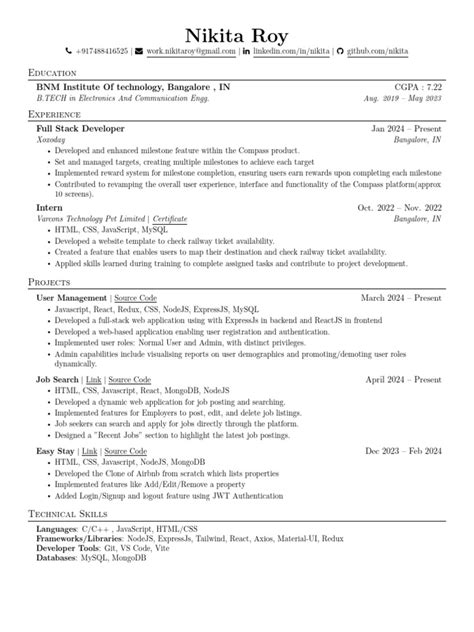 nikita resume 1 pdf java script my sql