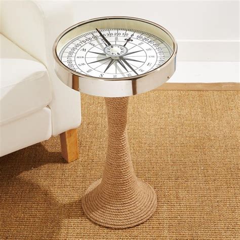 Twos Company Working Compass Accent Decorative Table With Rope Base Dr0500 The Home Depot