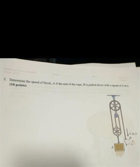 Solved Determine The Speed Of Block A If The End Of The Chegg