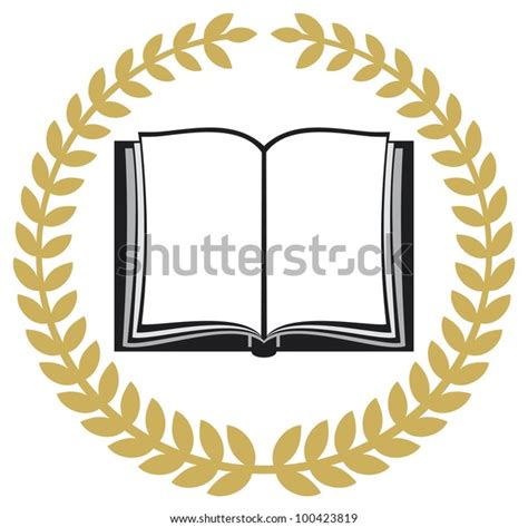 Open Book Laurel Wreath Stock Illustration