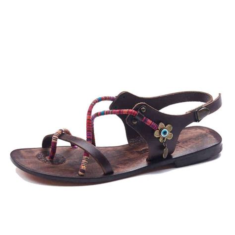 Leather Toe Loop Sandals For Womens Colored Rope Womens Leather