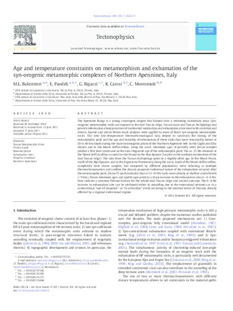 Pdf Age And Temperature Constraints On Metamorphism And Exhumation Of The Syn Orogenic