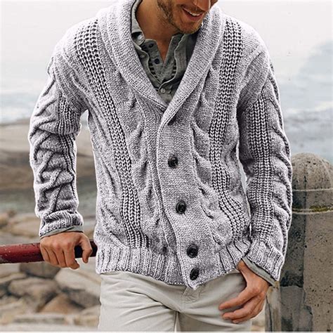 Customer Reviews For Peonavet Mens Cable Knit Cardigan Sweater Shawl