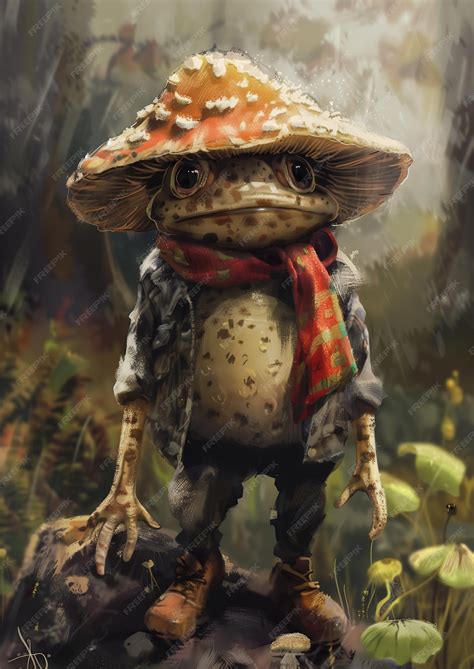 Premium Photo Toad Hat Scarf Rock Rain Adorable Proportions Mycology