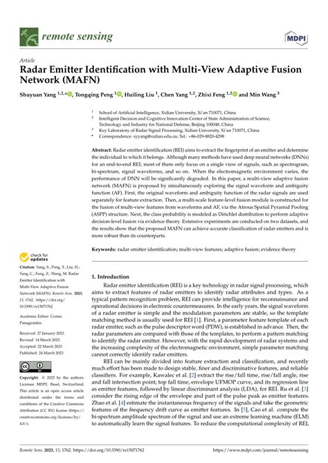 Pdf Radar Emitter Identification With Multi View Adaptive Fusion